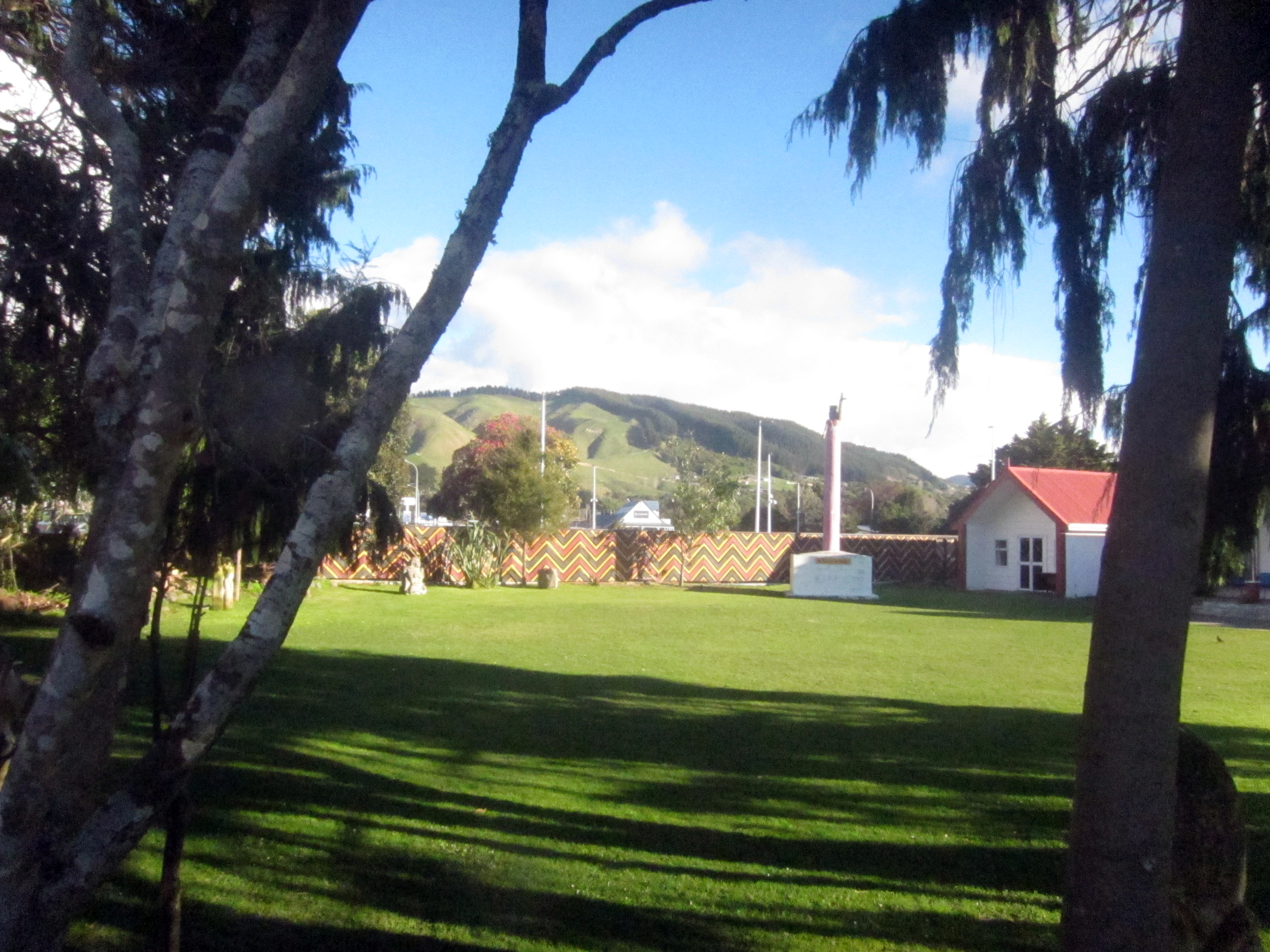 the Marae lawn with the recently built fence shared with the Grand Car ...