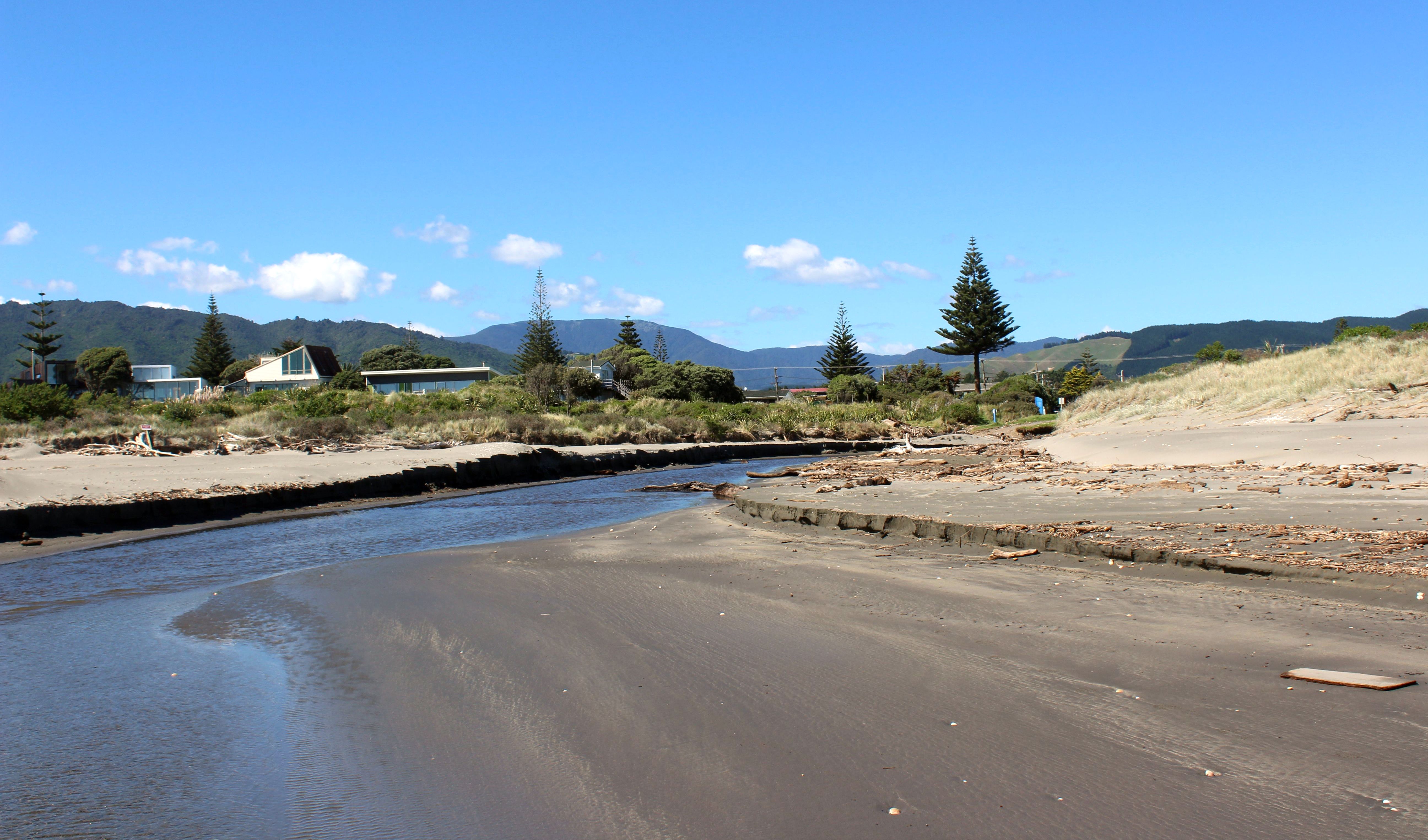 the Waimeha Stream at Waikanae Beach, low tide | Waikanae Watch