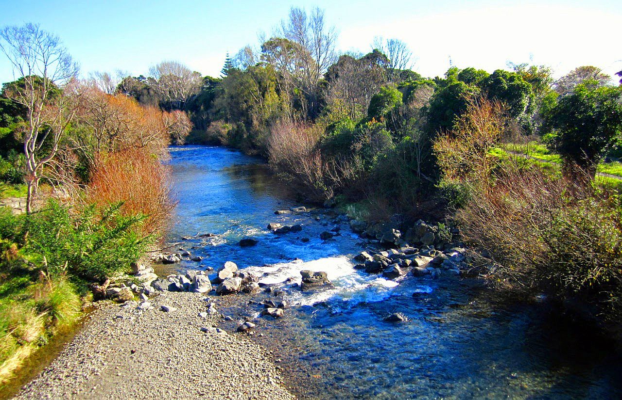 winter view of the Waikanae River from the Main Road bridge | Waikanae ...