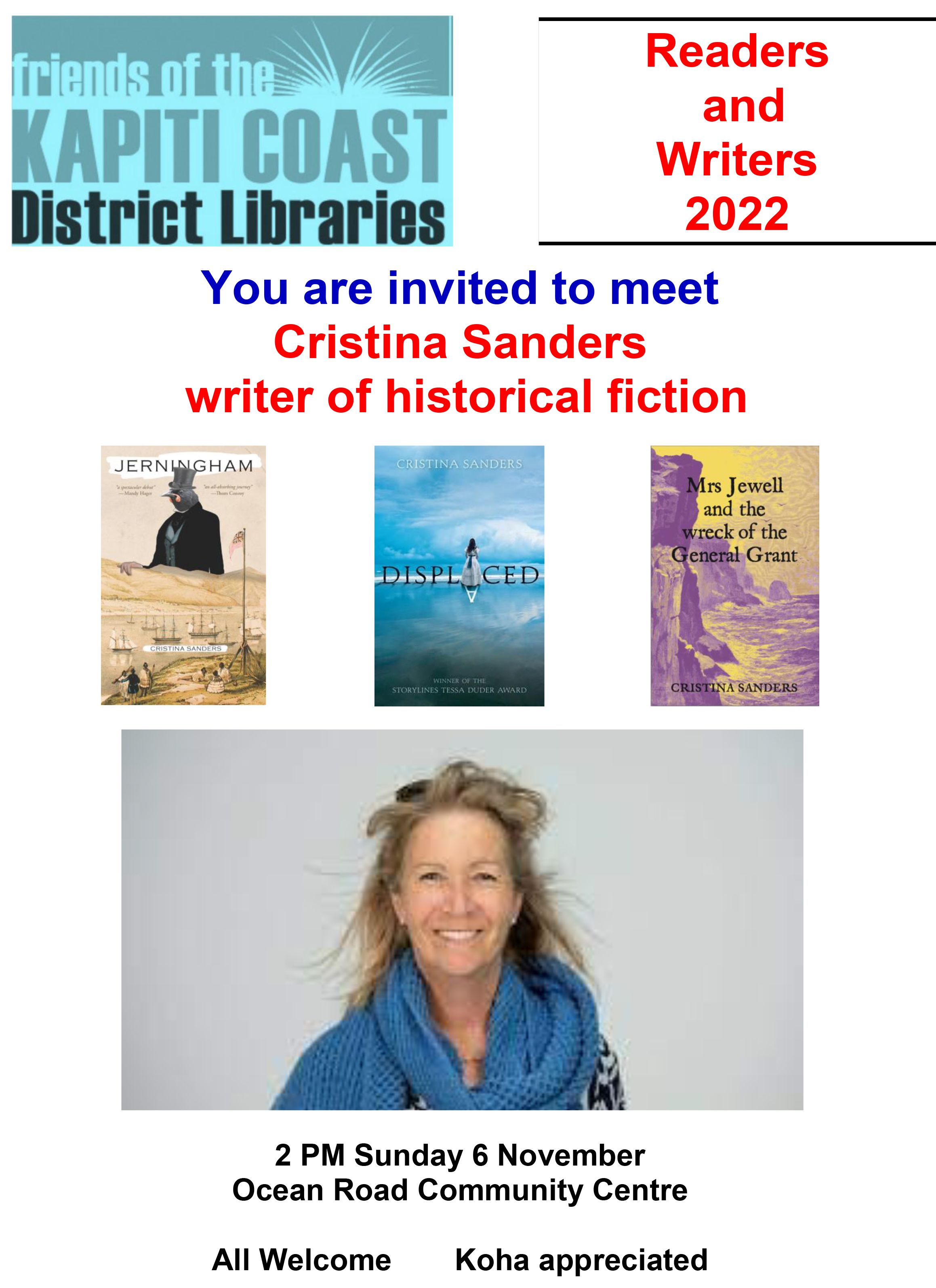 author Cristina Sanders at the next Friends of the Kapiti Libraries ...