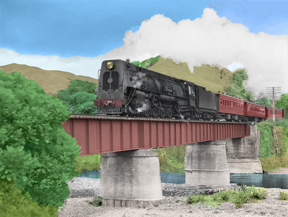 a KA class steam locomotive crosses the River, 1949 | Waikanae Watch
