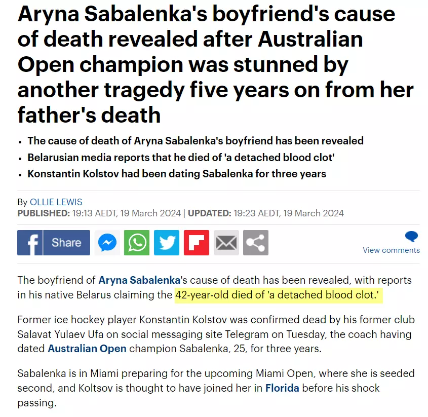 another blood clot death Leftists won’t be able to blame Putin for ...