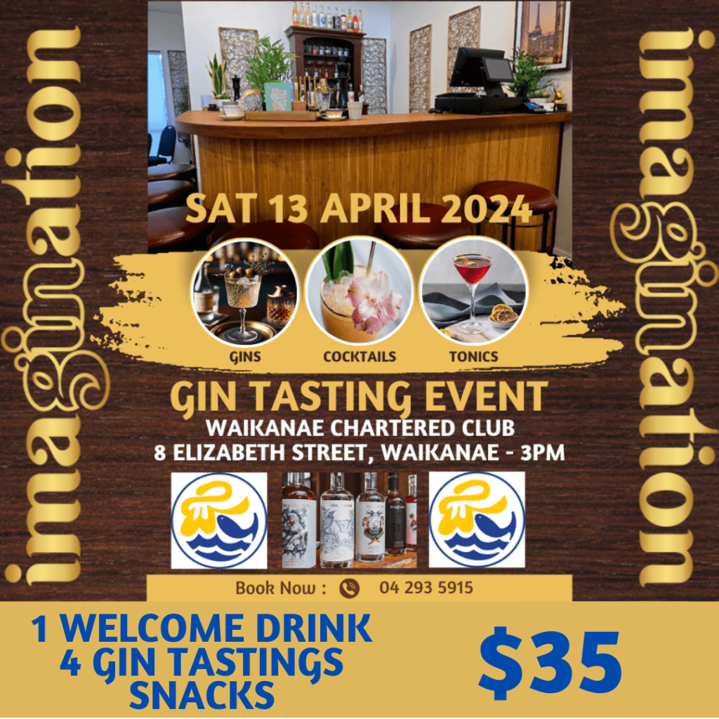 gin tasting event at the Chartered Club this Saturday | Waikanae Watch