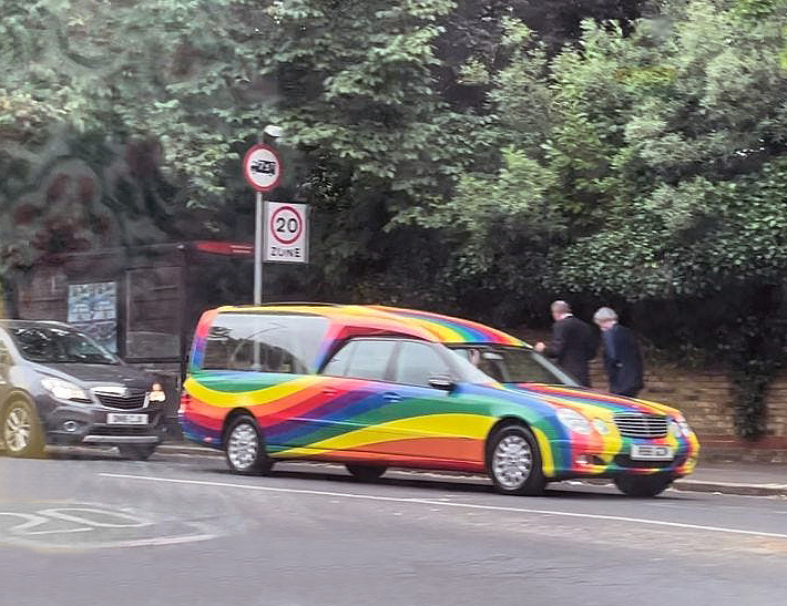 a rainbow painted hearse spotted in London: an apt metaphor | Waikanae ...