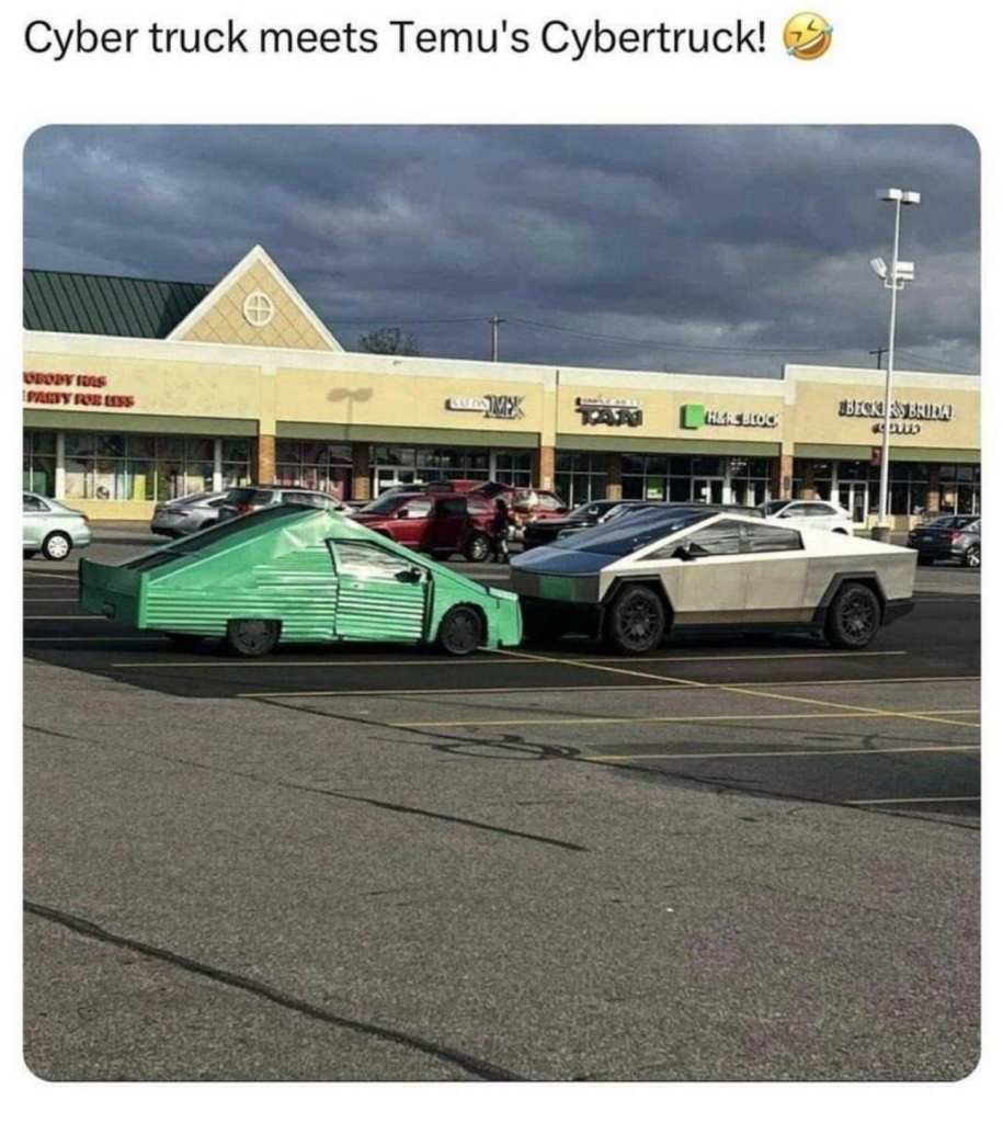 amusement: Tesla Cyber truck meets the Temu one | Waikanae Watch