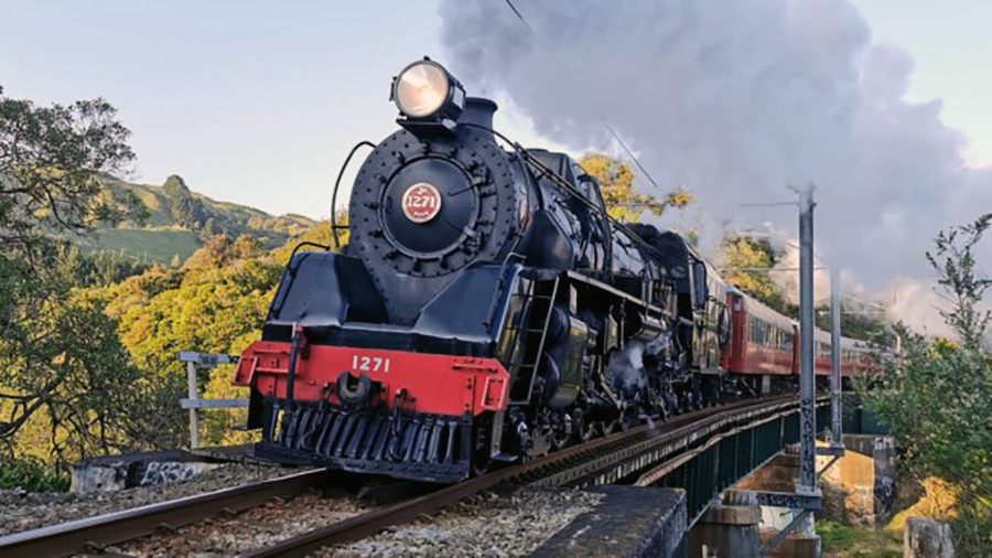 recalling the past: Steam Inc. 4-8-2 locomotive crosses the Waikanae ...