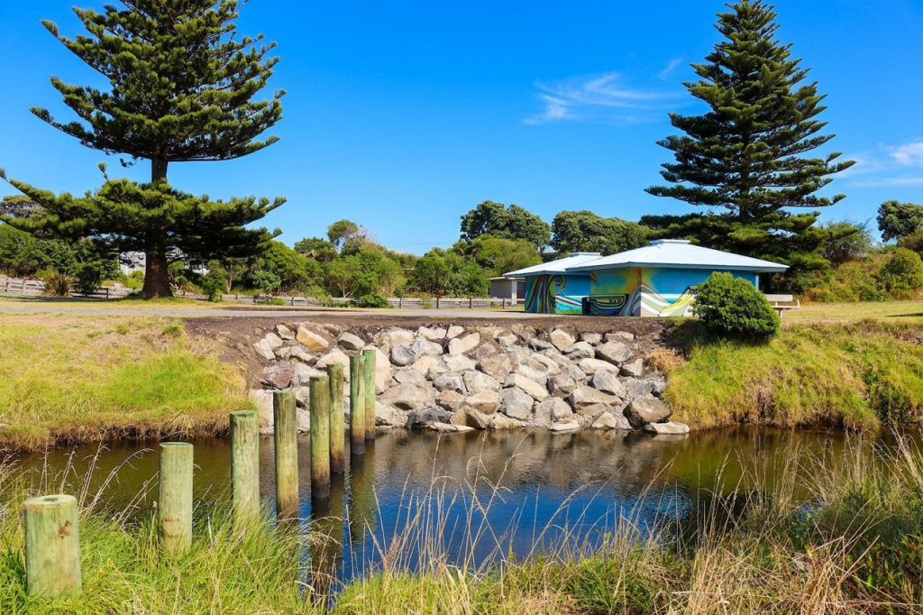Waimeha stream, boulder bank and loo block | Waikanae Watch